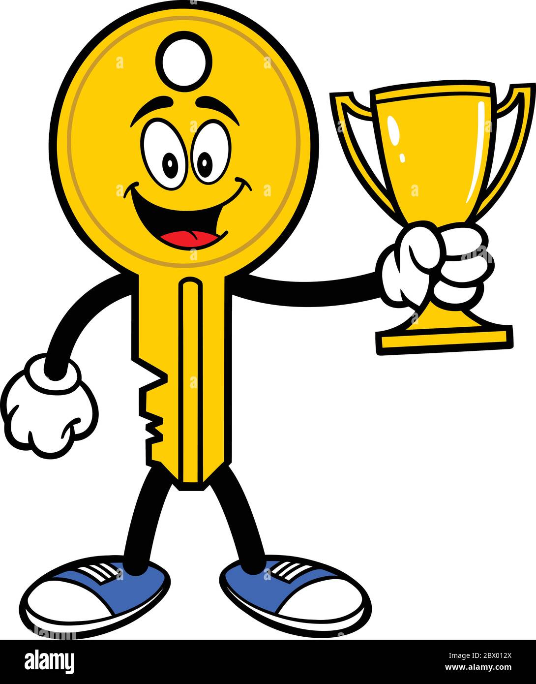 Key Mascot with Trophy- A Cartoon Illustration of a Key Mascot with a ...
