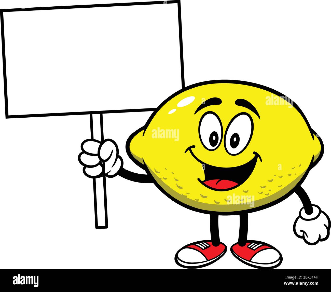 Lemon Mascot with Sign - A cartoon illustration of a Lemon Mascot with ...
