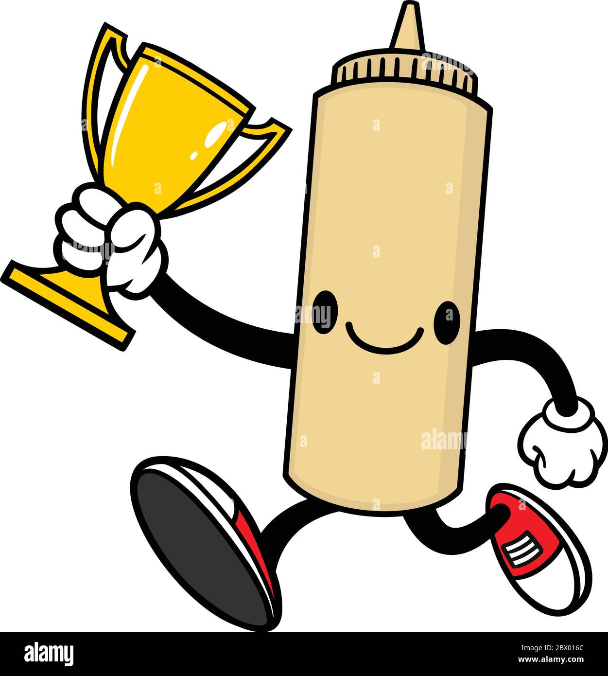 Japanese Mayo Running with a Trophy- A Cartoon Illustration of a ...