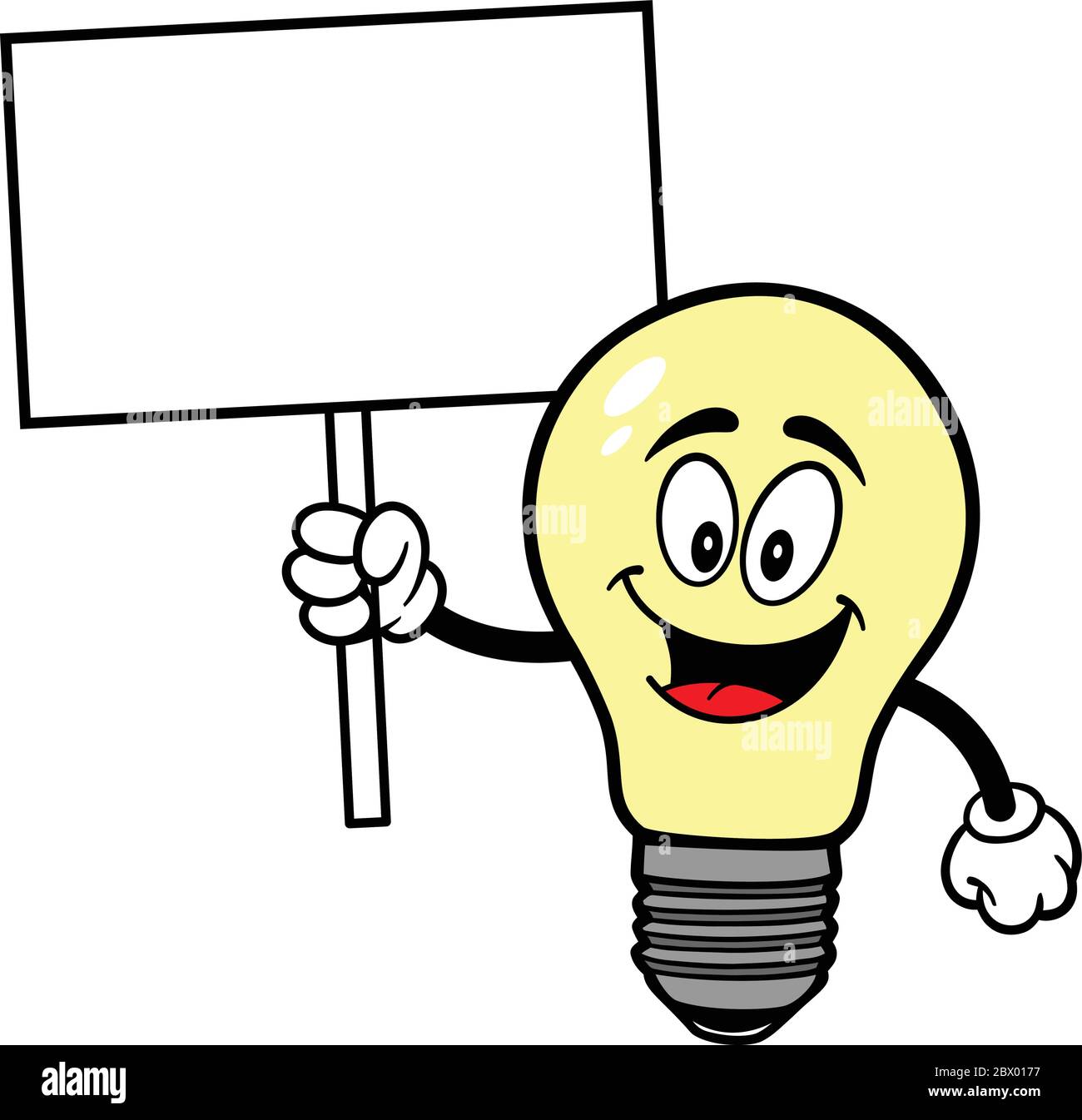 Light Bulb with Sign- A Cartoon Illustration of a Light Bulb with a ...