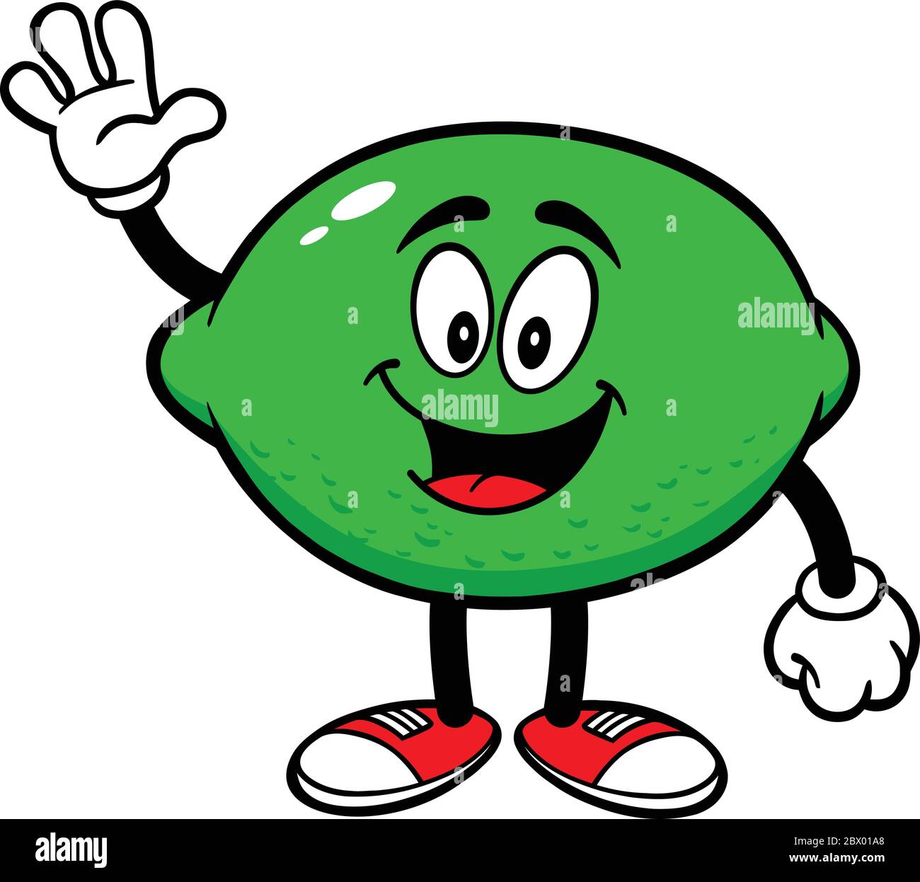 Lime Mascot Waving - A cartoon illustration of a Lime Mascot Waving ...