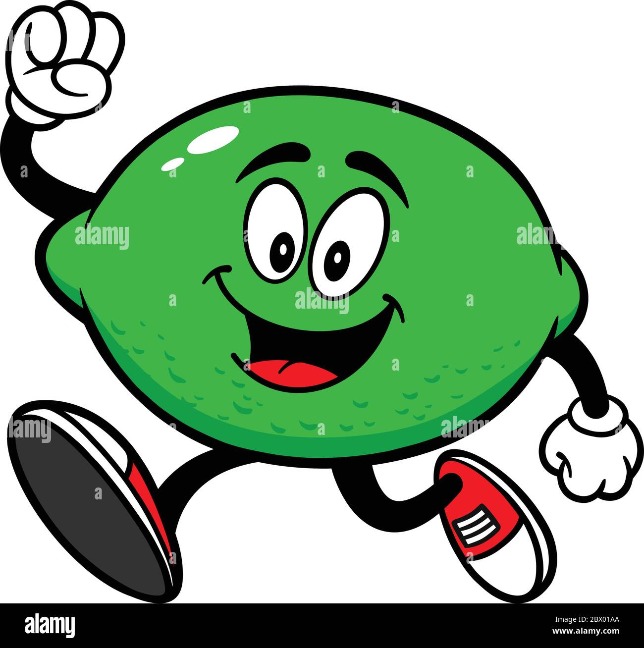 Lime Mascot Running - A cartoon illustration of a Lime Mascot Running ...