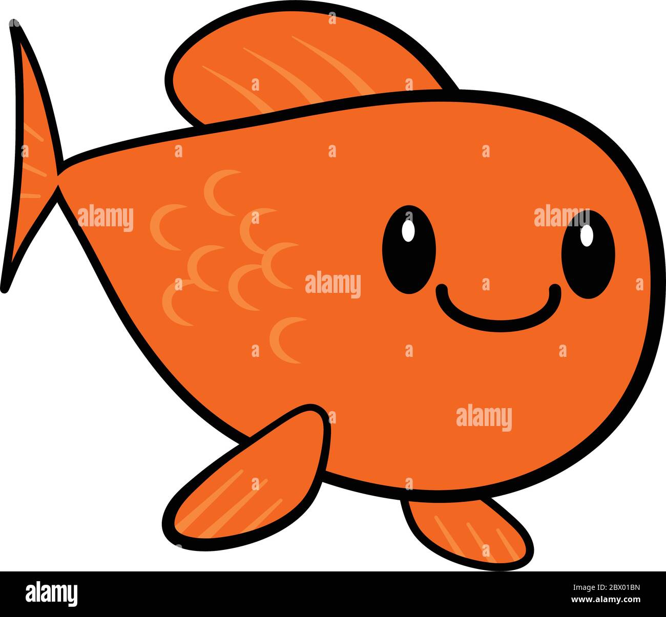 Kawaii Goldfish- A Cartoon Illustration of a Kawaii Goldfish Stock ...
