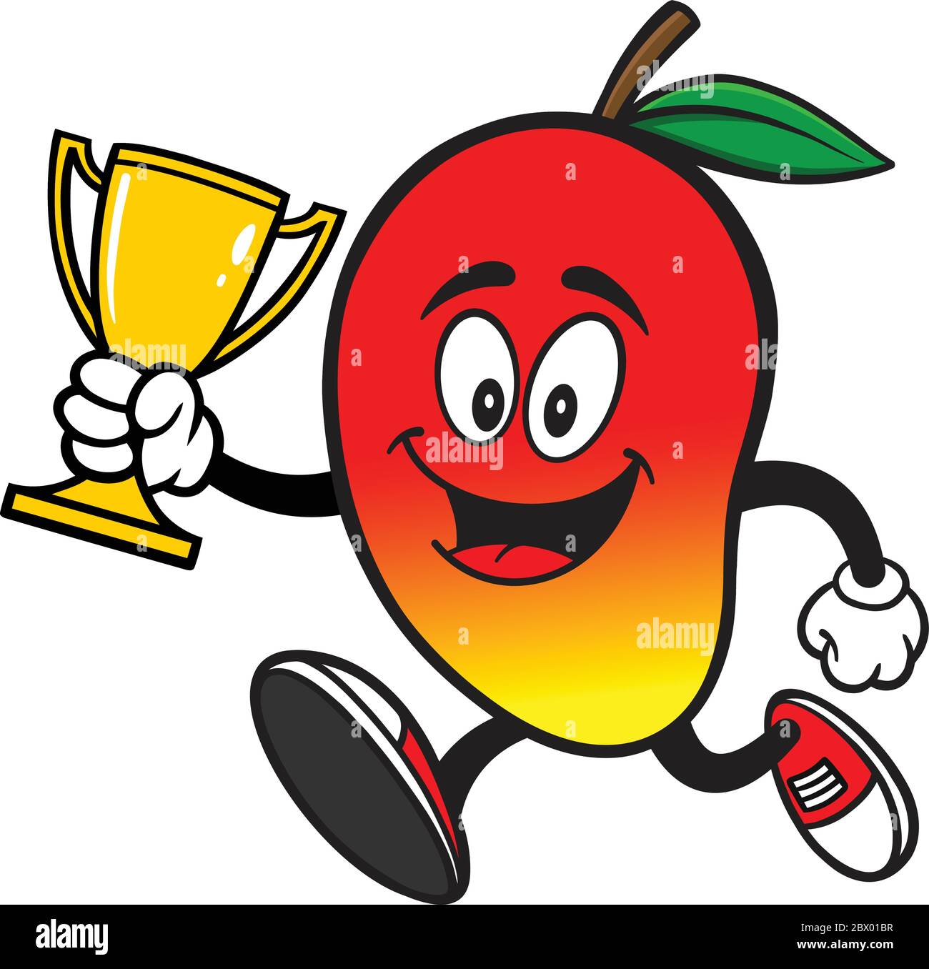 Mango Run with Trophy- A Cartoon Illustration of a Mango Running with a ...