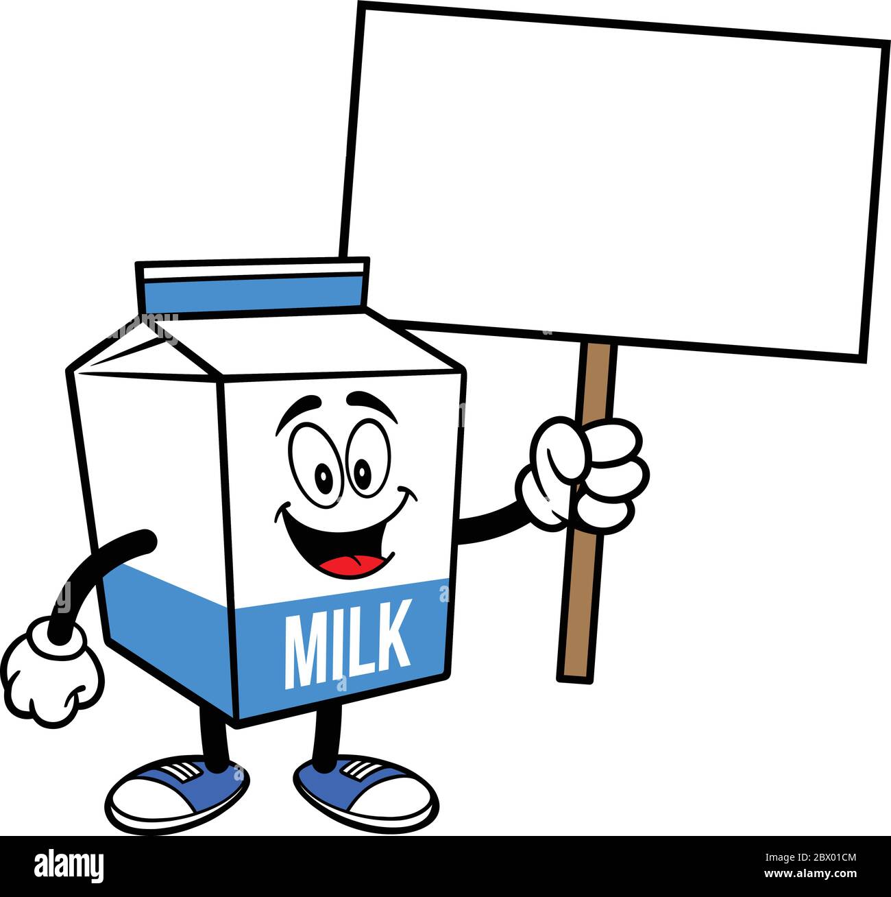Milk Carton Mascot with a Sign - A cartoon illustration of a Milk ...