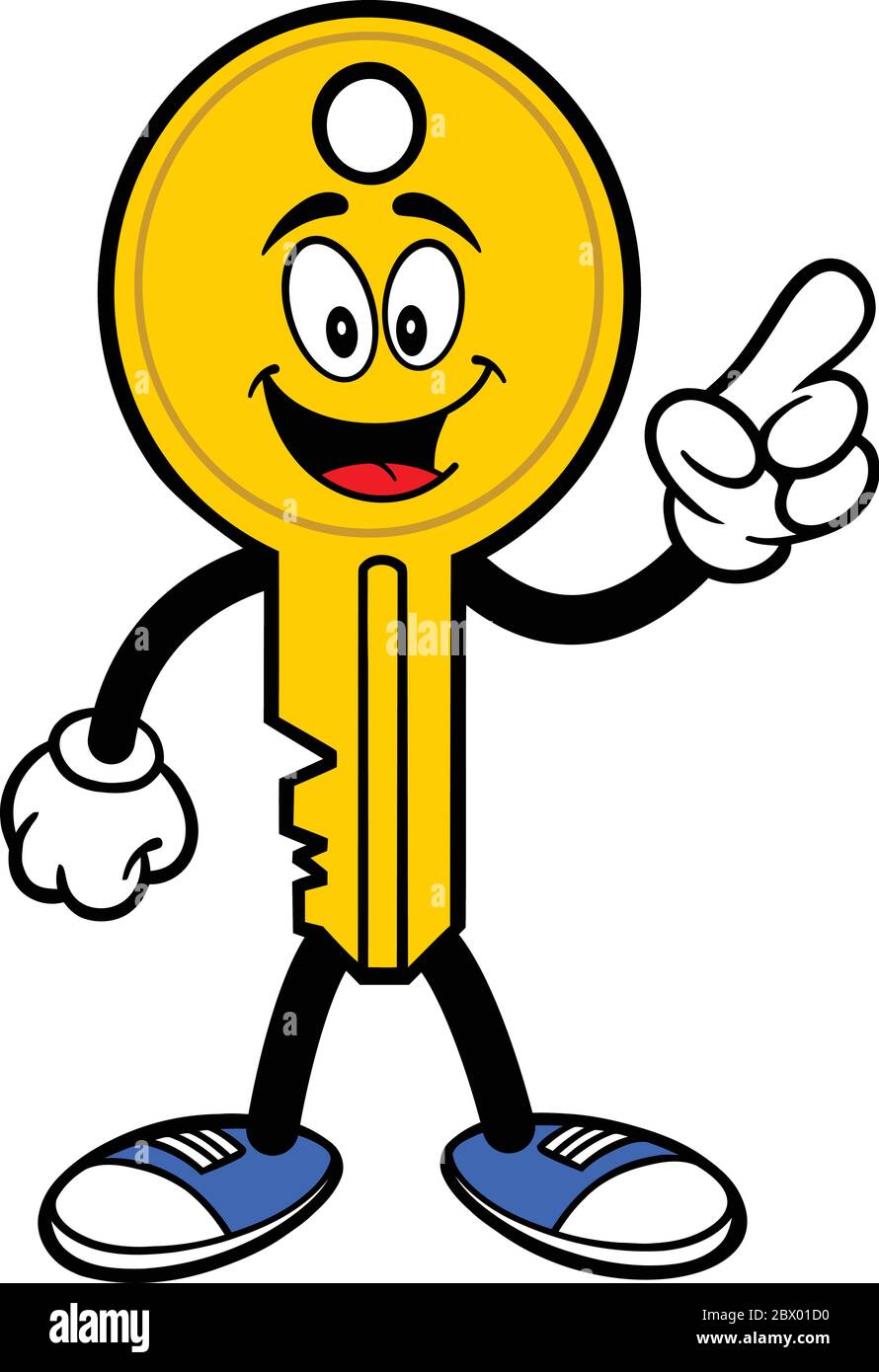 Key Mascot Pointing- A Cartoon Illustration of a Key Mascot Pointing ...