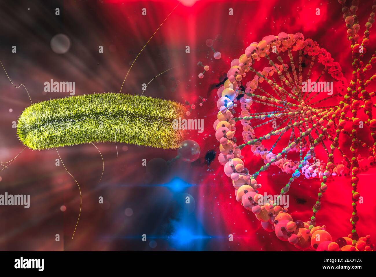 Bacteria and DNA concept scientific background of bacterium and DNA ...