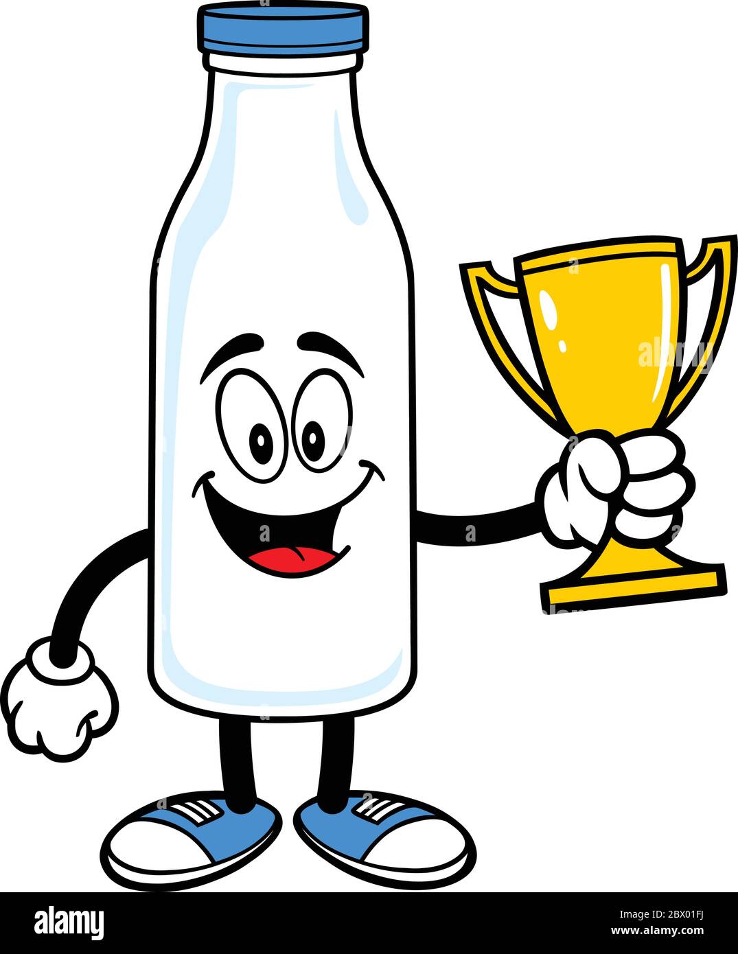 Milk Mascot with Trophy - A cartoon illustration of a Milk Mascot with ...
