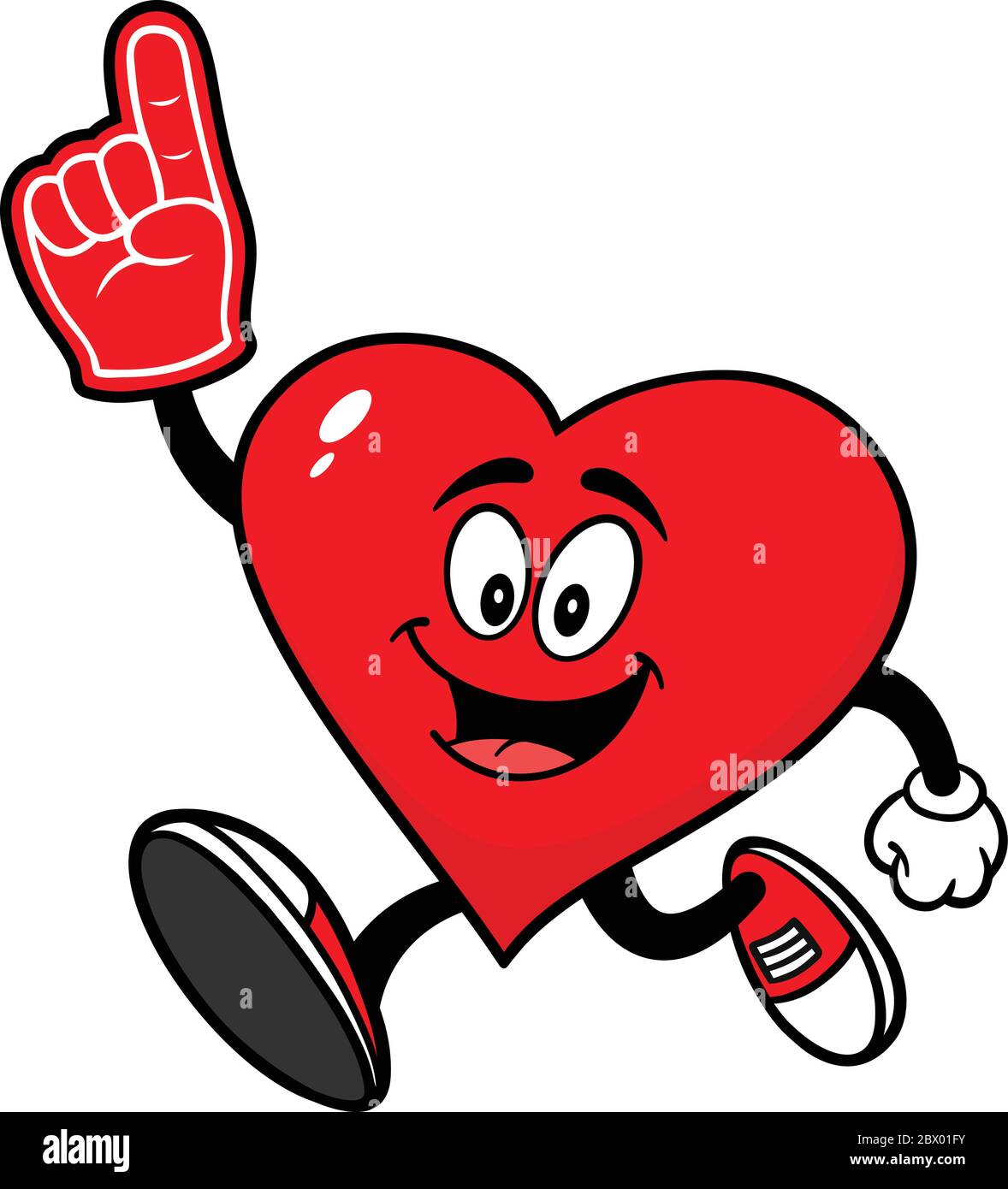Heart Running with Foam Finger- A Cartoon Illustration of a Heart ...