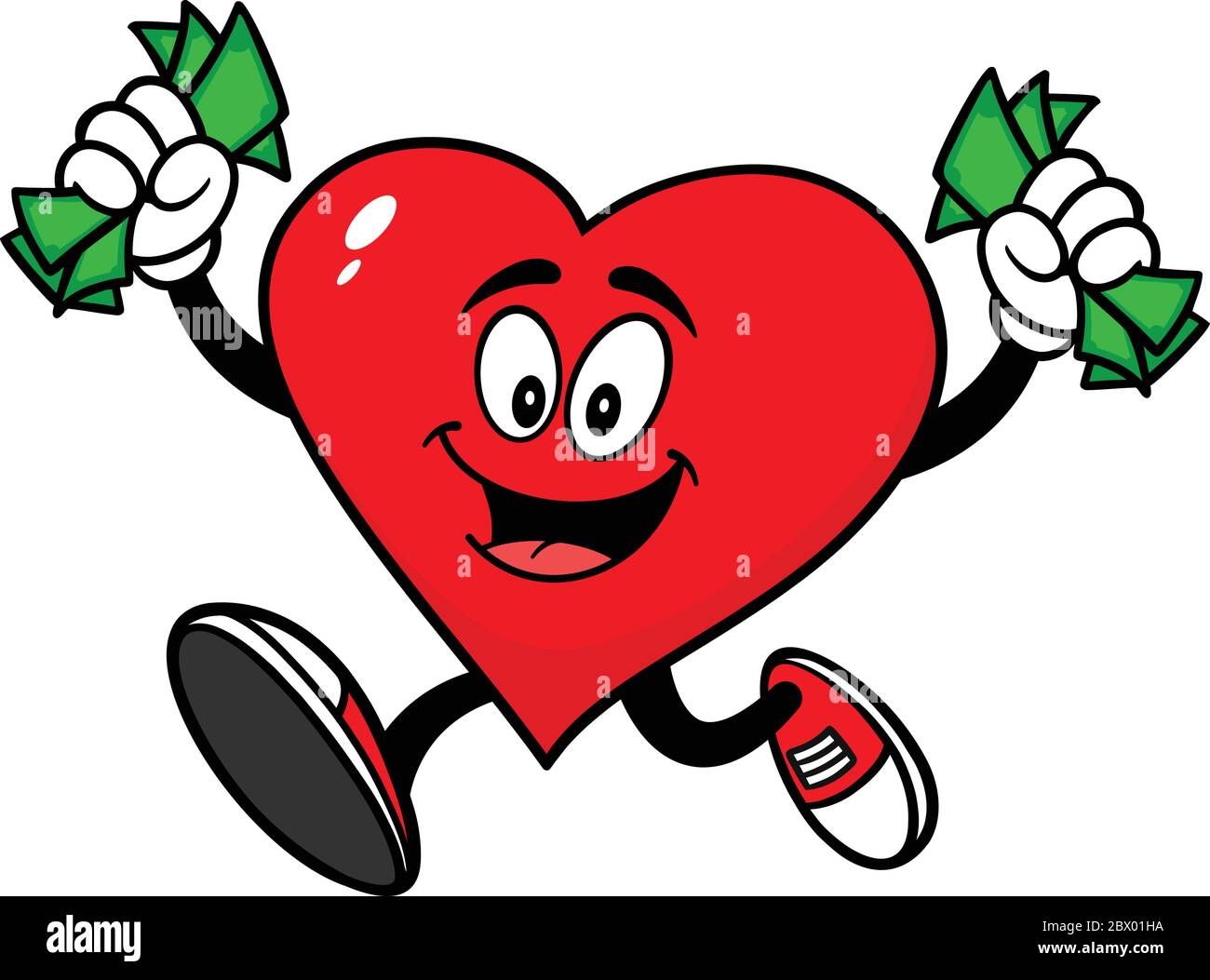 Heart with Money- A Cartoon Illustration of a Heart with Money Stock ...