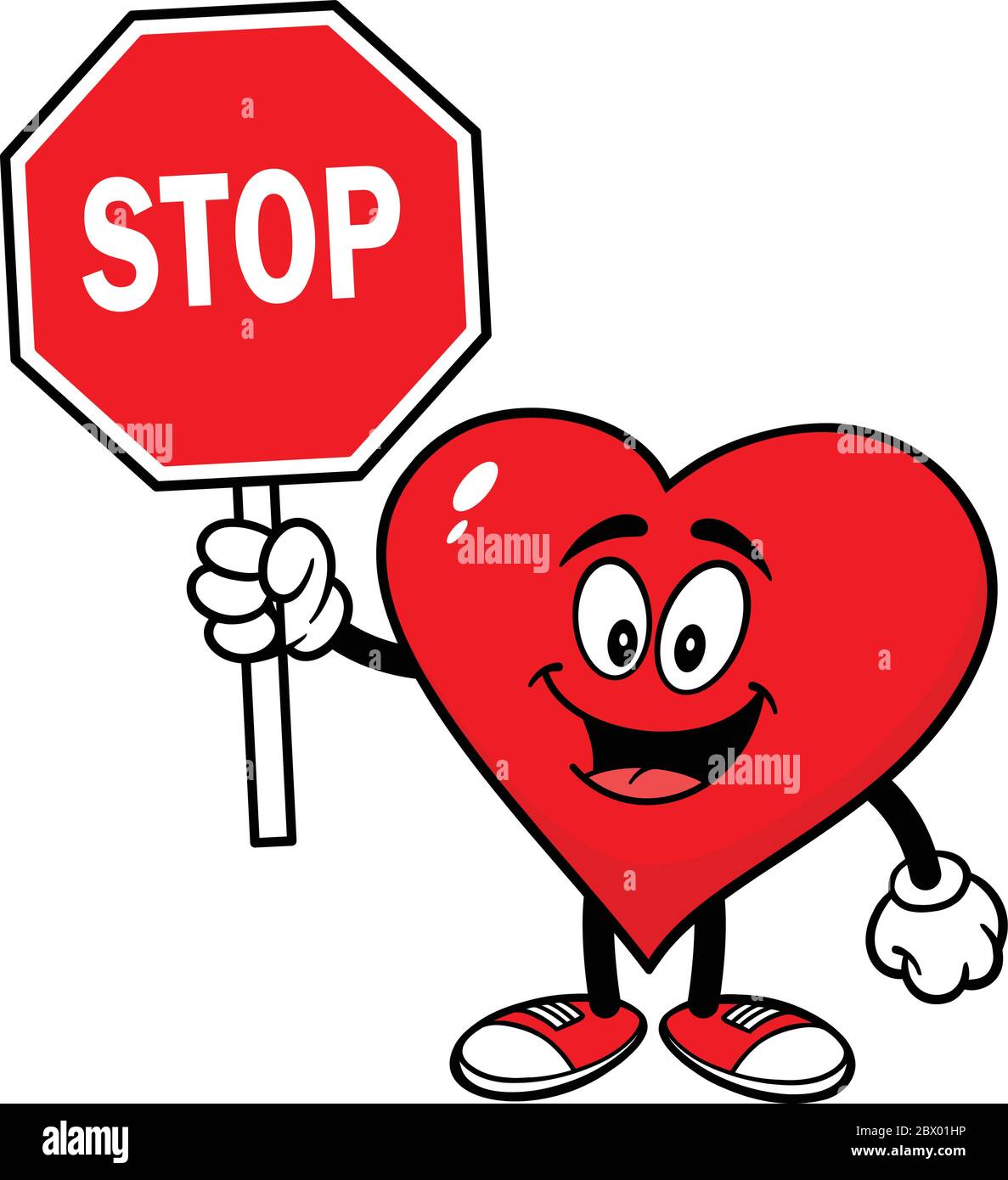 Heart with Stop Sign- A Cartoon Illustration of a Heart with a Stop ...