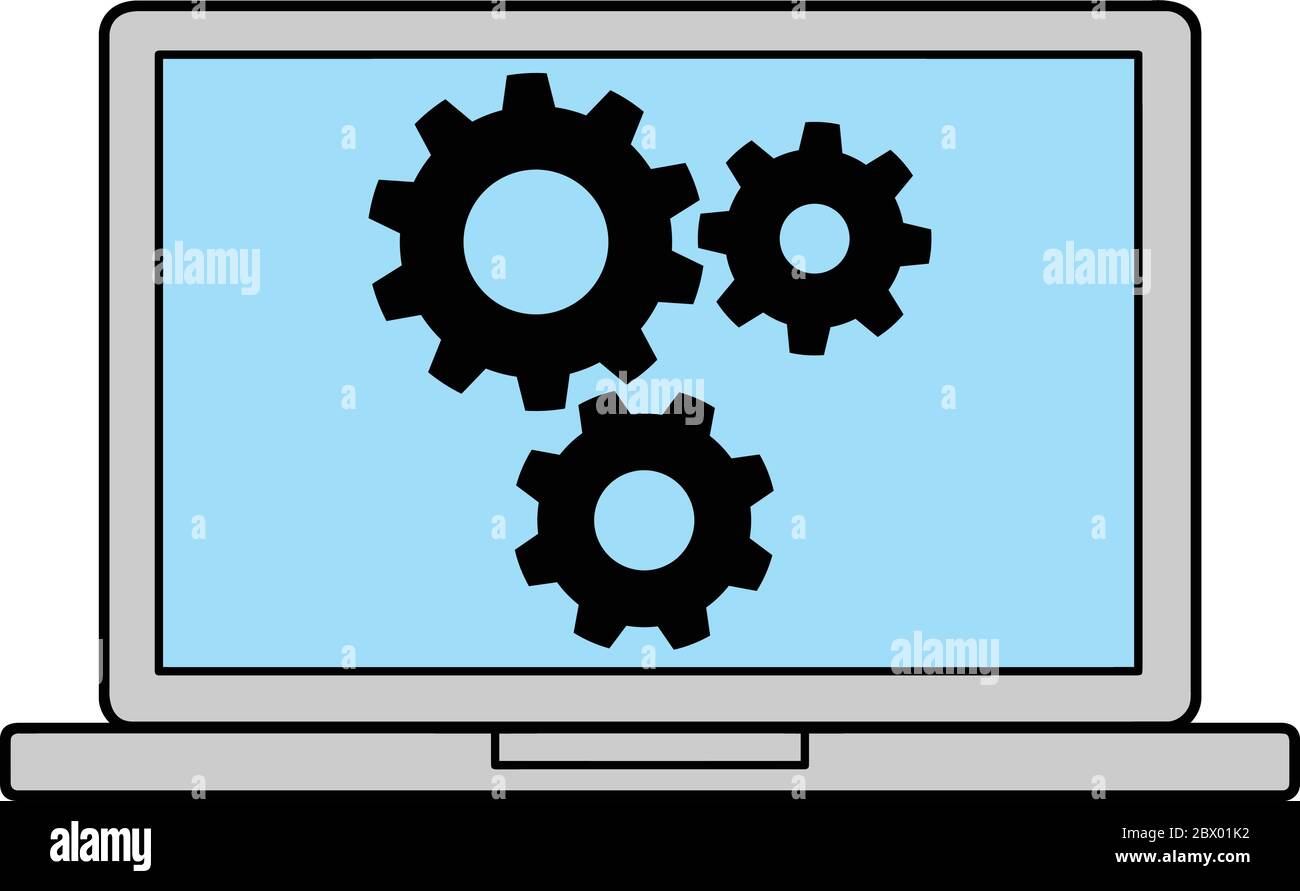 Laptop Icon with Gears- An Illustration of a Laptop Icon with Gears ...