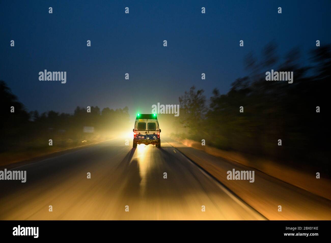 Africa, West Africa, Togo, kara. Togolese car driving at night on the ...