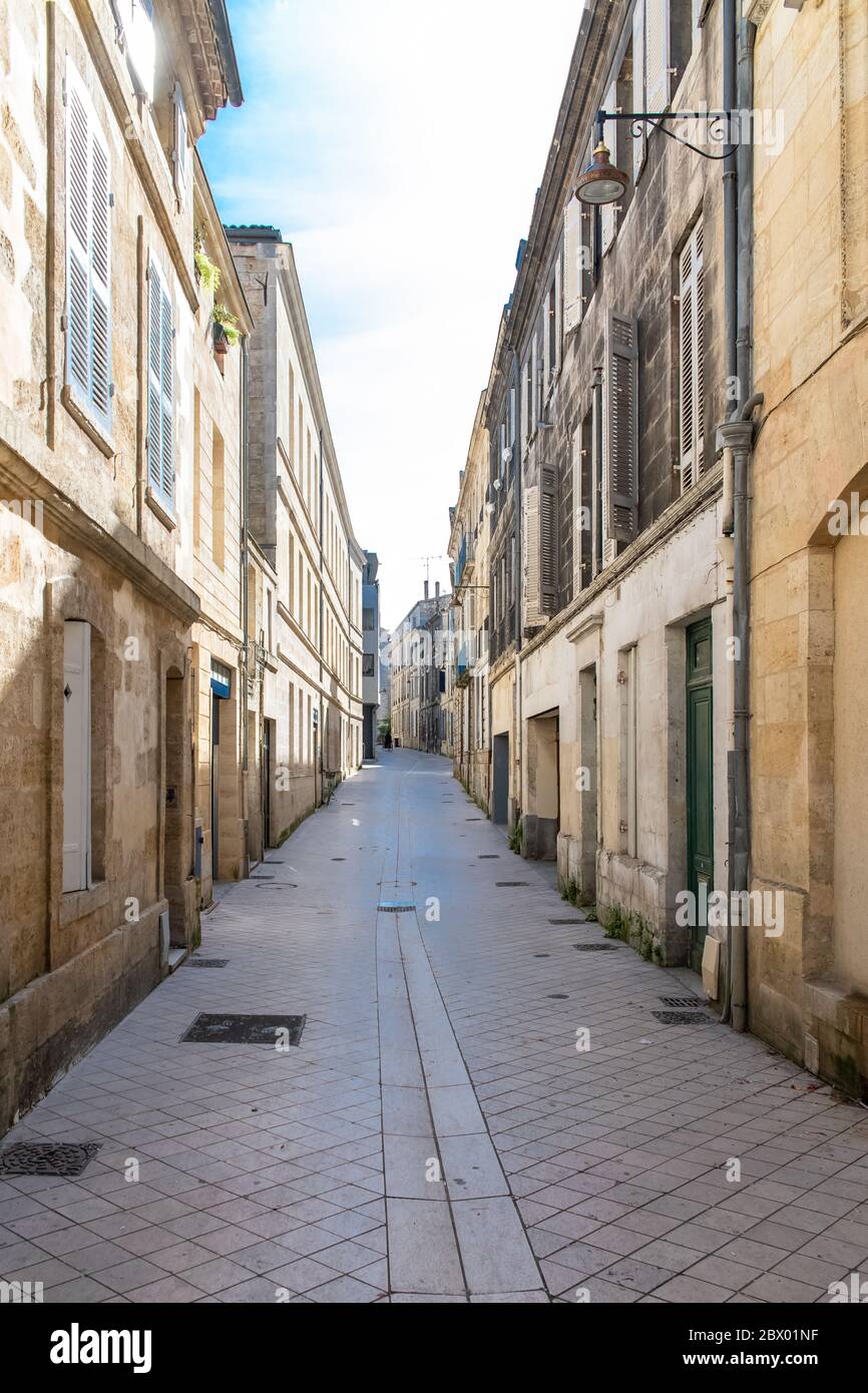 Bordeaux, beautiful french city, typical pedestrian street in the ...