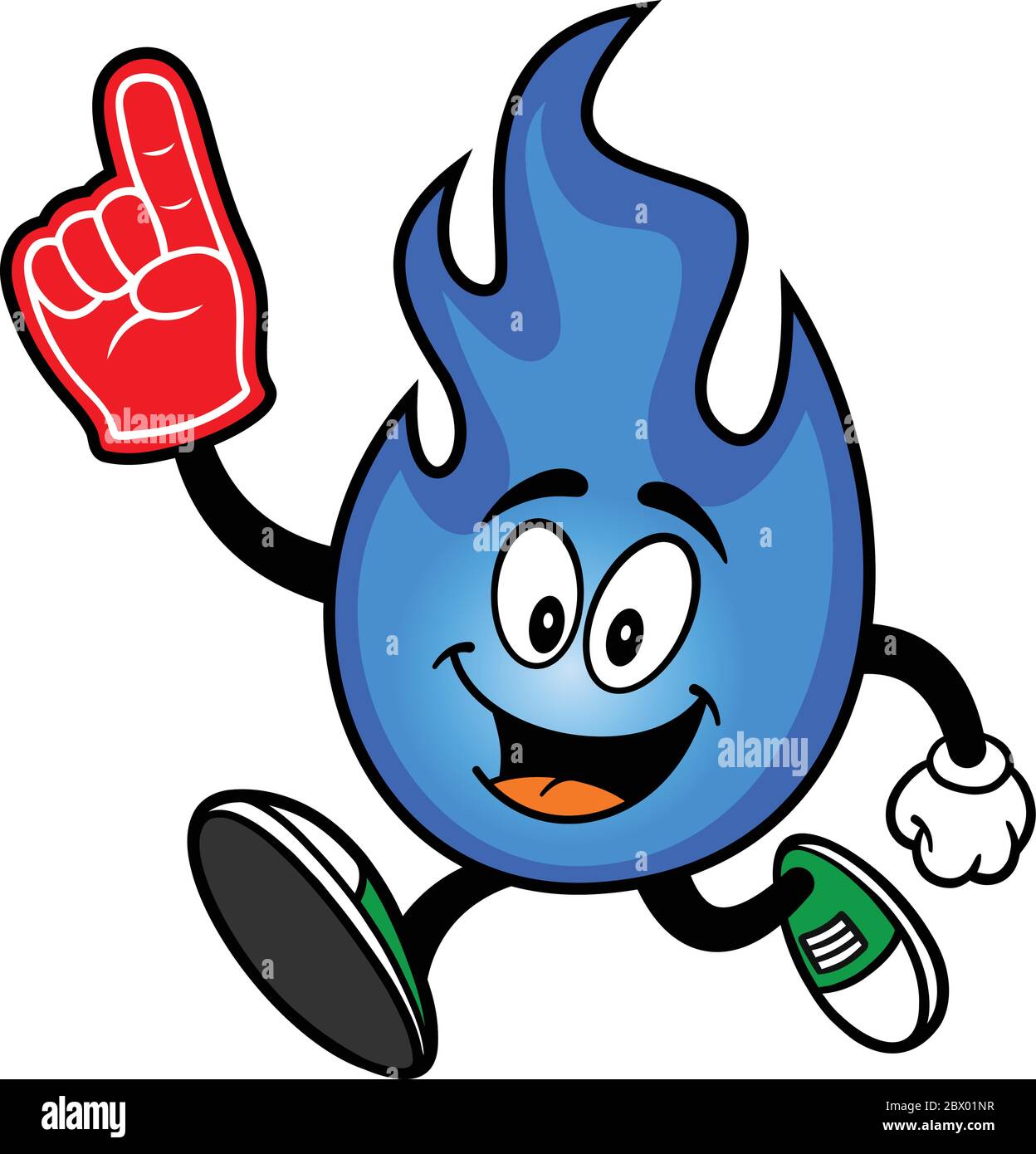 Natural Gas Running with a Foam Finger- A Cartoon Illustration of a ...