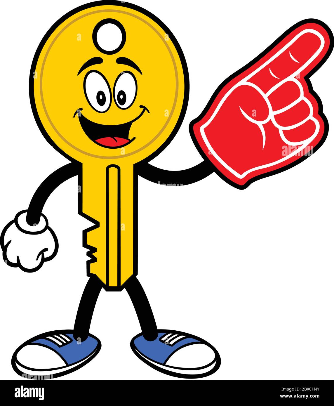 Key Mascot with Foam Finger- A Cartoon Illustration of a Key Mascot ...