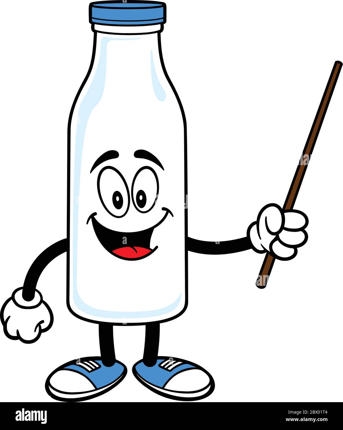 Milk Mascot with Pointer Stick - A cartoon illustration of a Milk ...