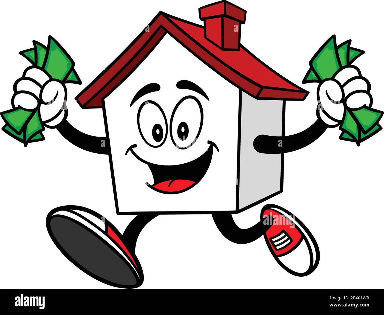 House with Money- A Cartoon Illustration of a House with Money Stock ...