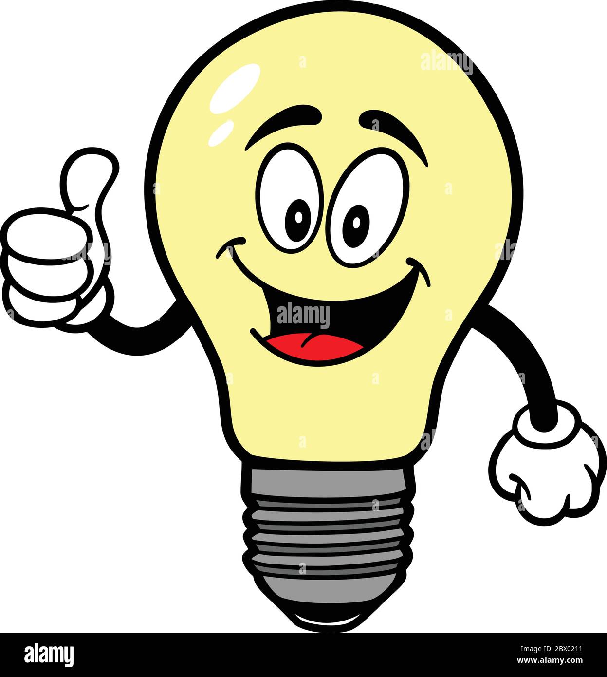 Light Bulb with Thumbs Up- A Cartoon Illustration of a Light Bulb with ...