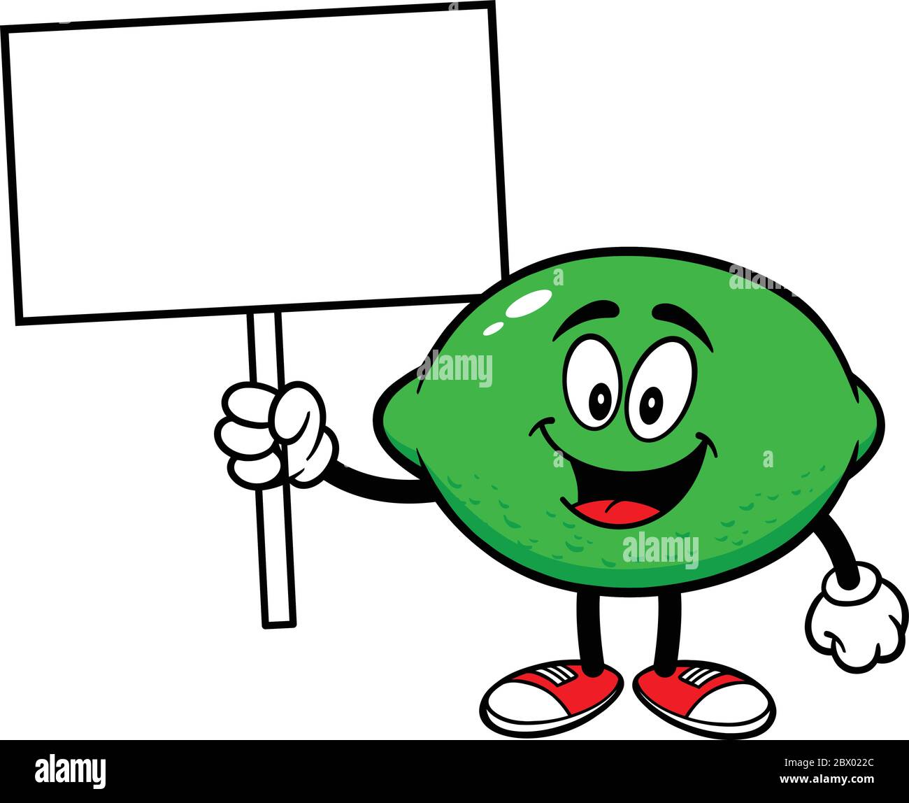 Lime Mascot with Sign - A cartoon illustration of a Lime Mascot with a ...