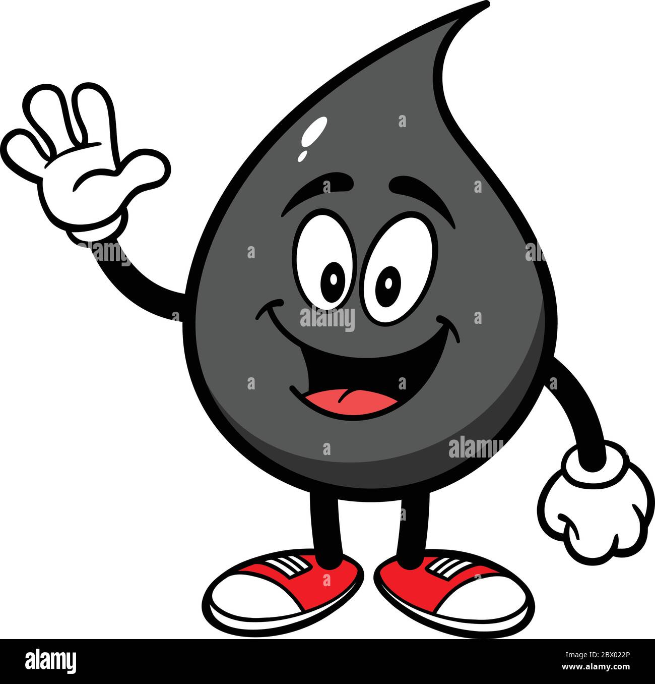 Oil Drop Waving- A Cartoon Illustration of an Oil Drop Waving Stock ...