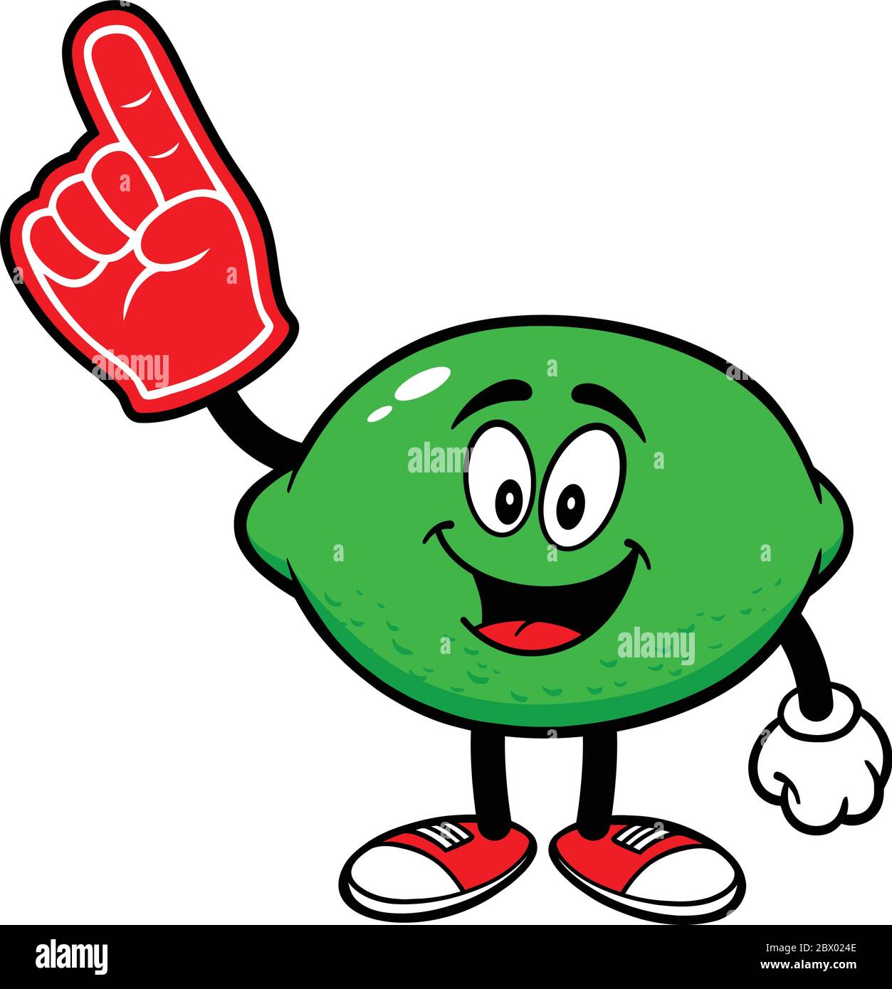 Lime Mascot with Foam Finger - A cartoon illustration of a Lime Mascot ...