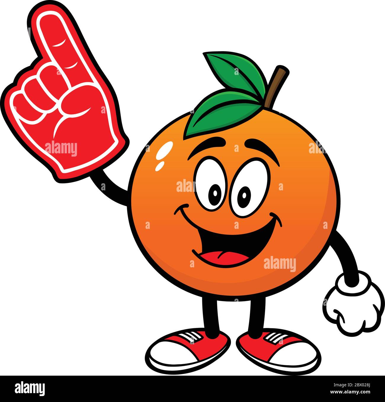 Orange with Foam Finger - A cartoon illustration of an Orange Mascot ...