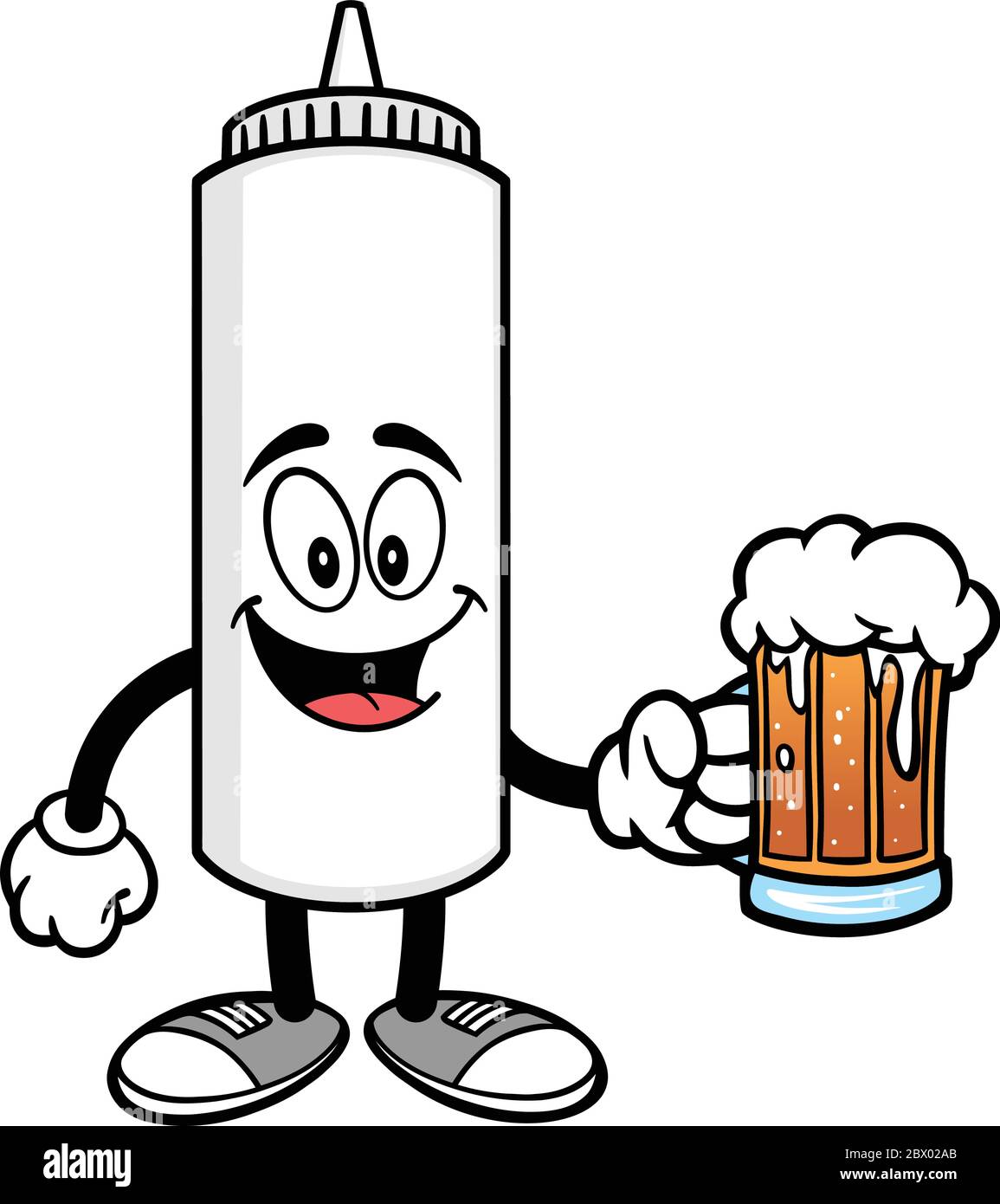 Mayo with Beer- A Cartoon Illustration of a Mayo Bottle with a Beer ...