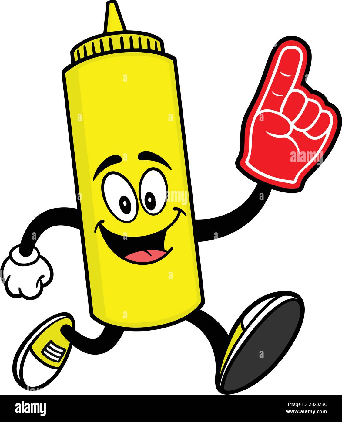 Mustard Running with Foam Finger- A Cartoon Illustration of a Mustard ...