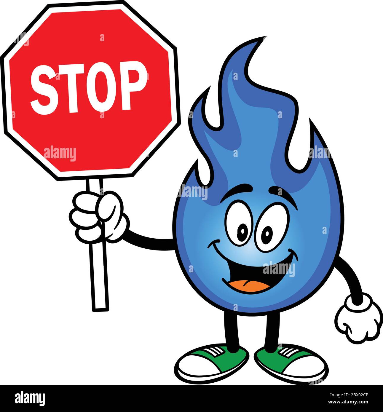 Natural Gas with Stop Sign- A Cartoon Illustration of a Natural Gas ...