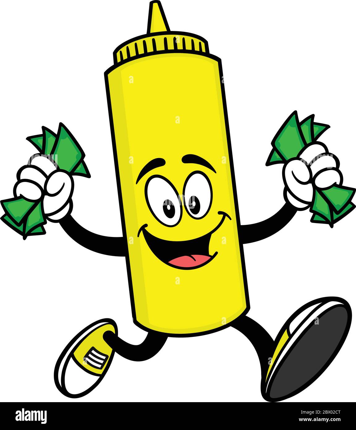 Mustard with Money- A Cartoon Illustration of a Mustard Bottle with ...