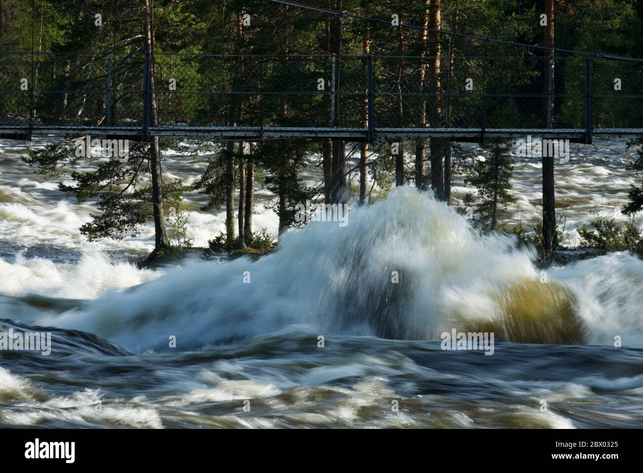 Big roar in the Spring Flood. Powerful Spring Flood drops melting snow ...