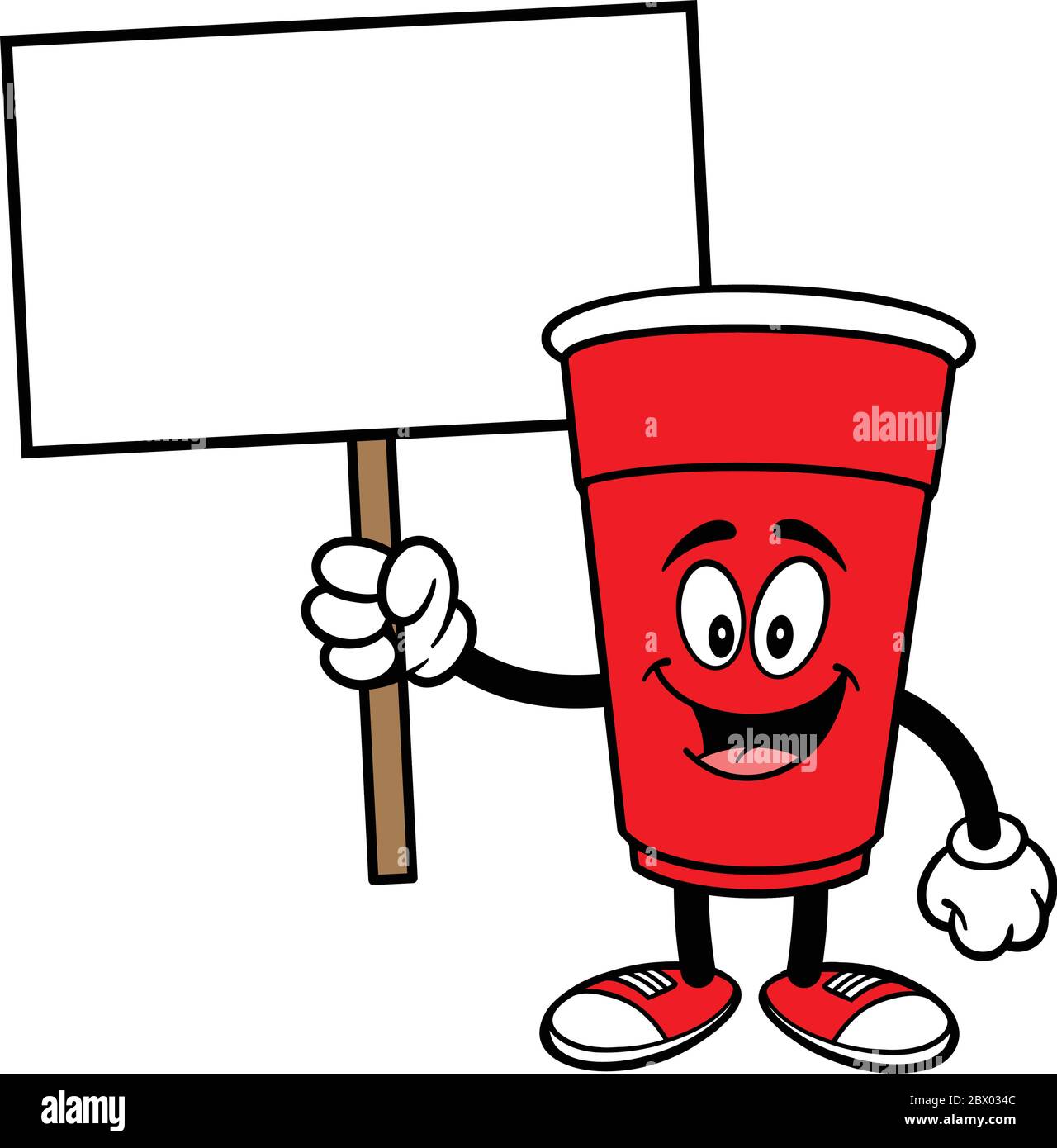 Party Cup Mascot with a Sign - A cartoon illustration of a Party Cup ...