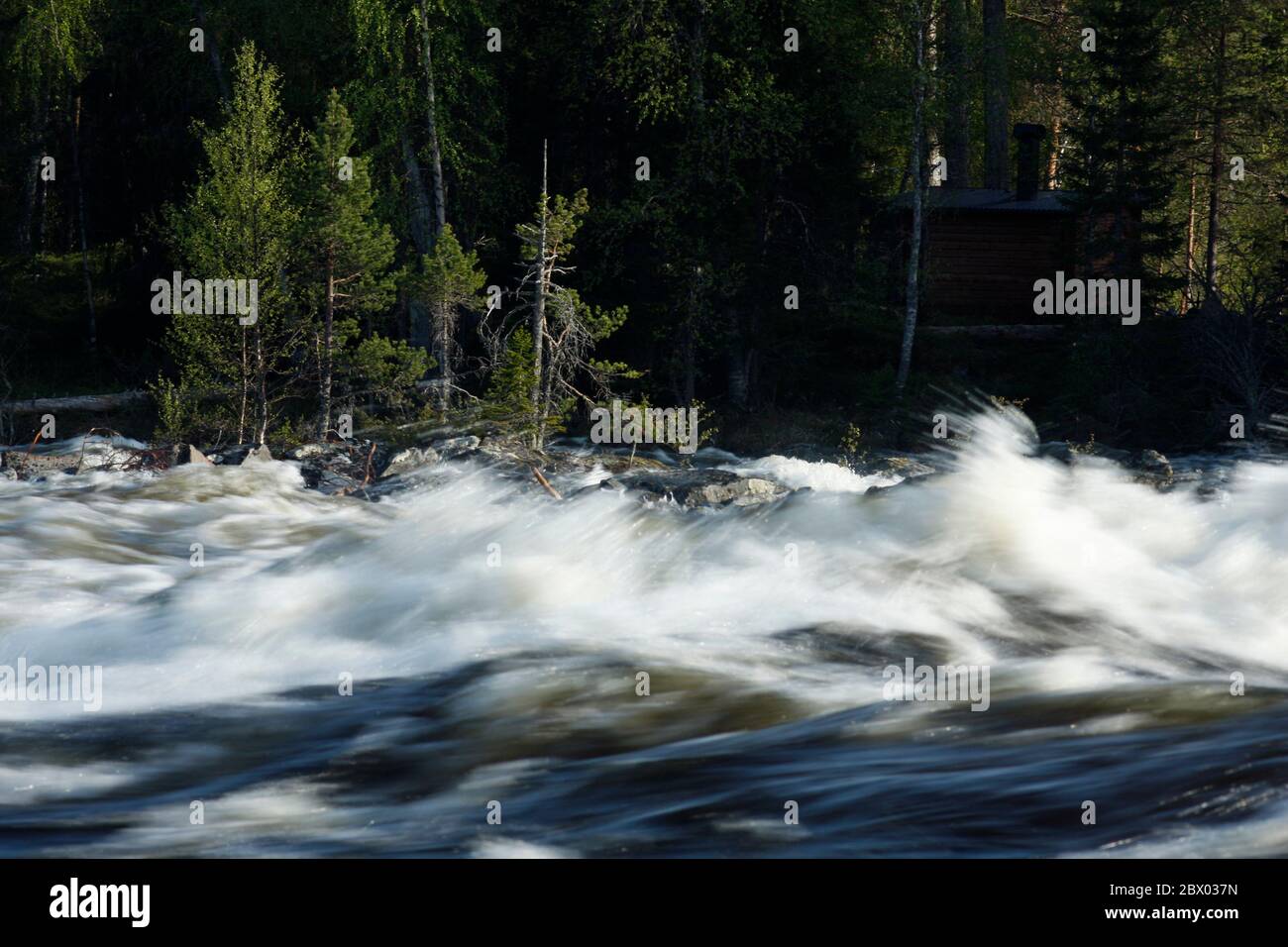 Big roar in the Spring Flood. Powerful Spring Flood drops melting snow ...