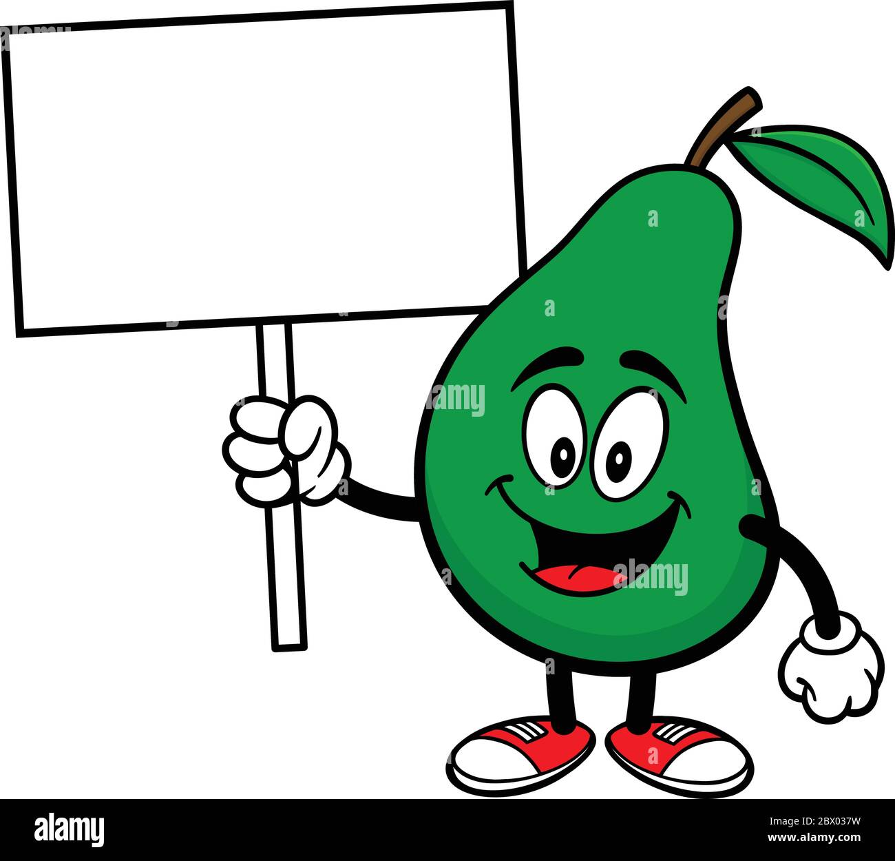 Pear Mascot with Sign - A cartoon illustration of a Pear Mascot with a ...