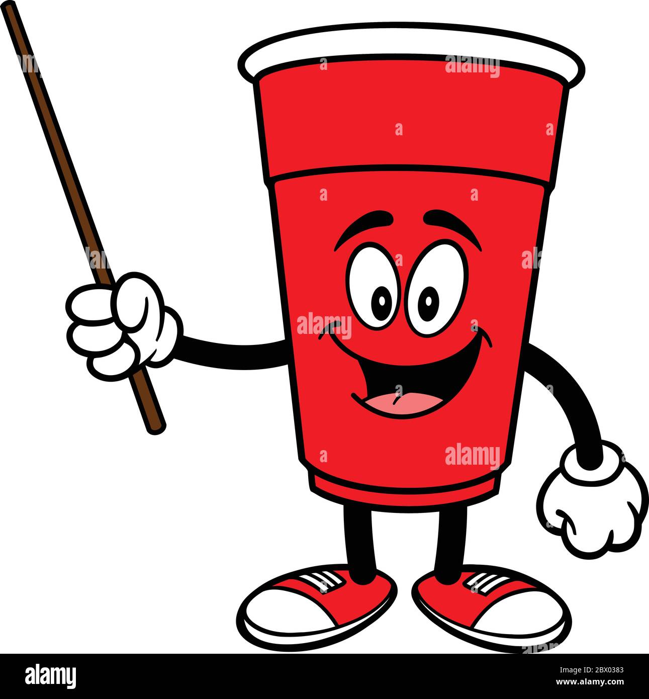 Party Cup Mascot with a Pointer Stick - A cartoon illustration of a ...