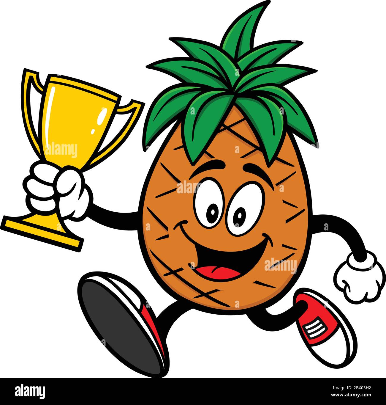 Pineapple Run With Trophy- A Cartoon Illustration of a Pineapple ...