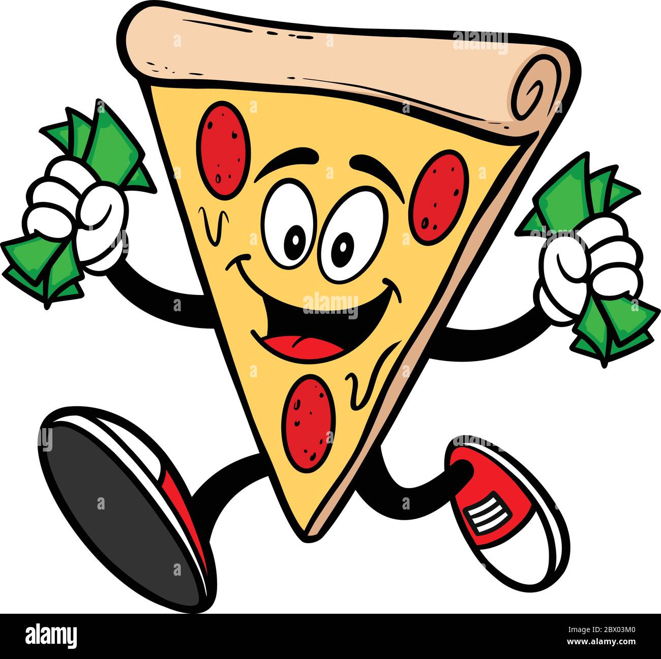 Pizza Mascot with Money - A cartoon illustration of a Pizza Mascot with ...