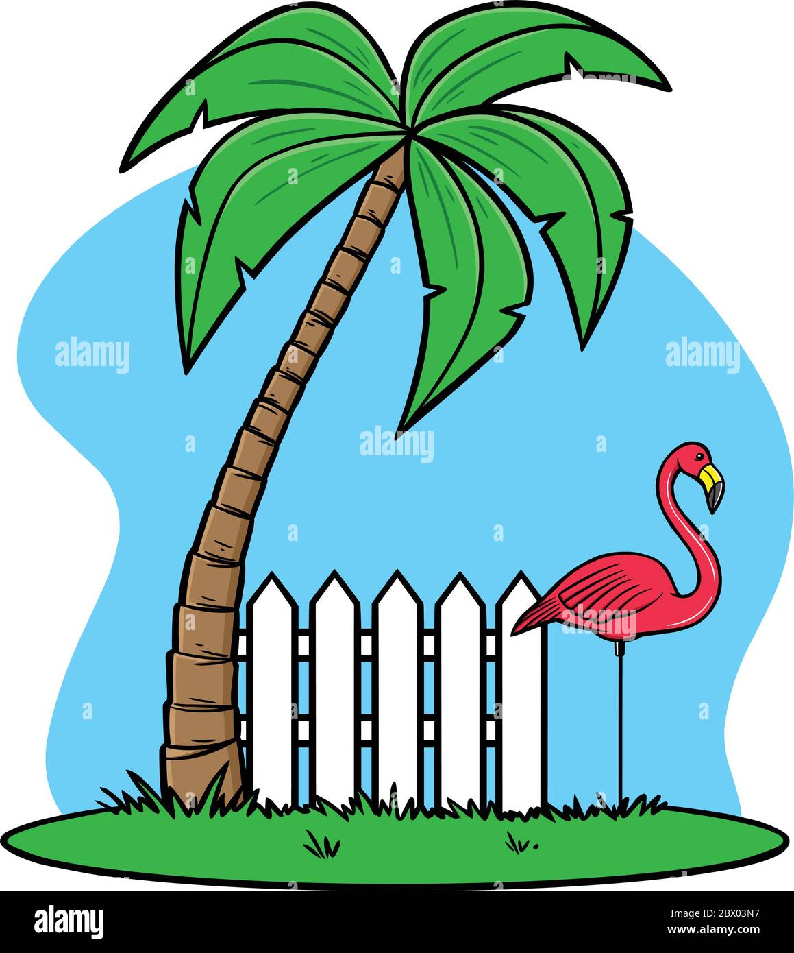 Plastic Flamingo with Palm Tree-An Illustration of a Plastic Flamingo ...