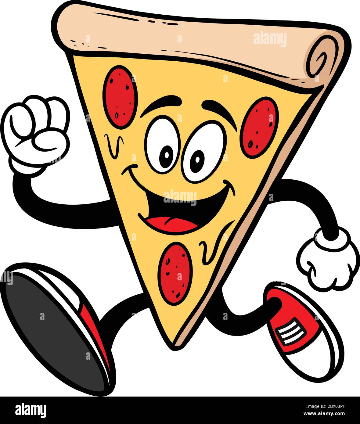 Pizza Mascot Running - A cartoon illustration of a Pizza Mascot Running ...