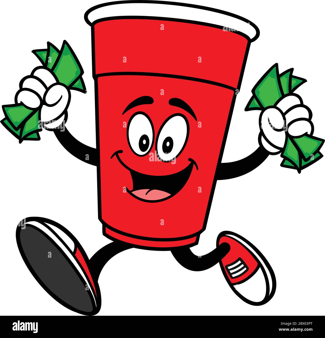 Party Cup Mascot with Money - A cartoon illustration of a Party Cup ...