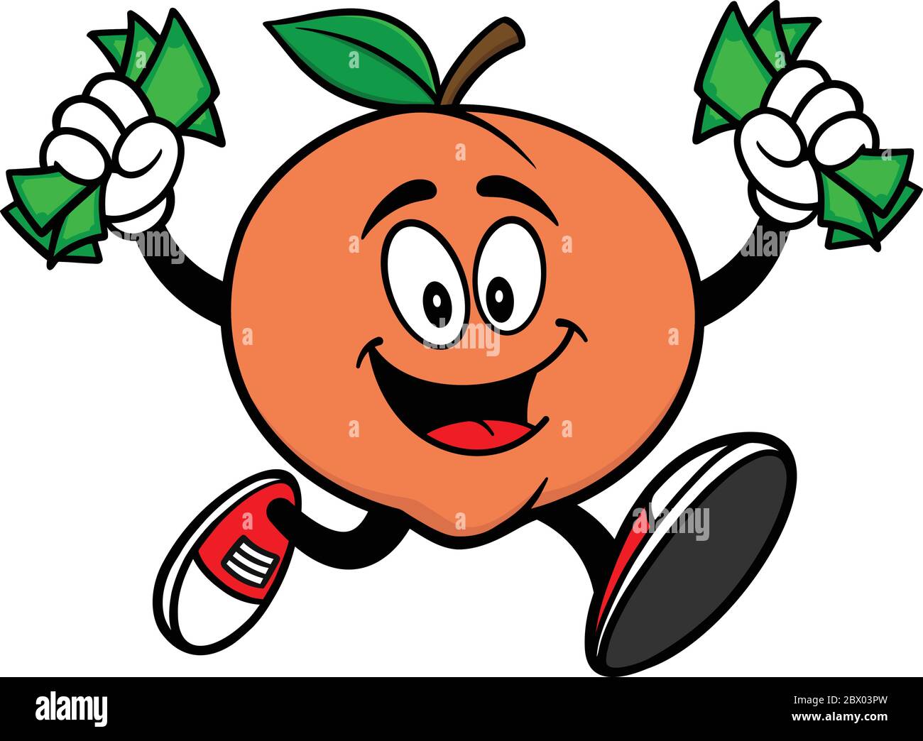 Peach Mascot with Money - A cartoon illustration of a Peach Mascot with ...