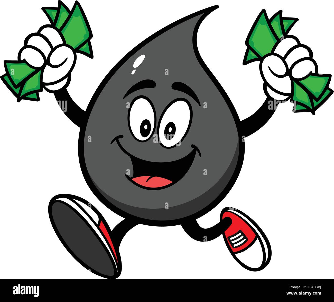 Oil Drop with Money- A Cartoon Illustration of an Oil Drop with Money ...