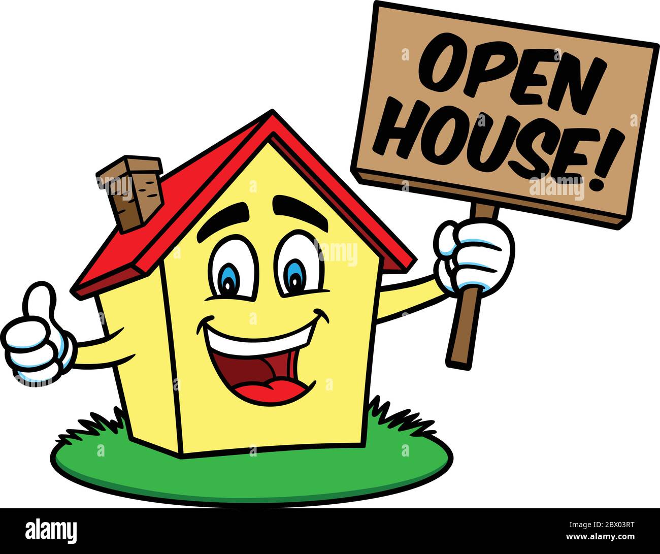Open House Cartoon- A Cartoon Illustration of an Open House Sign Stock ...
