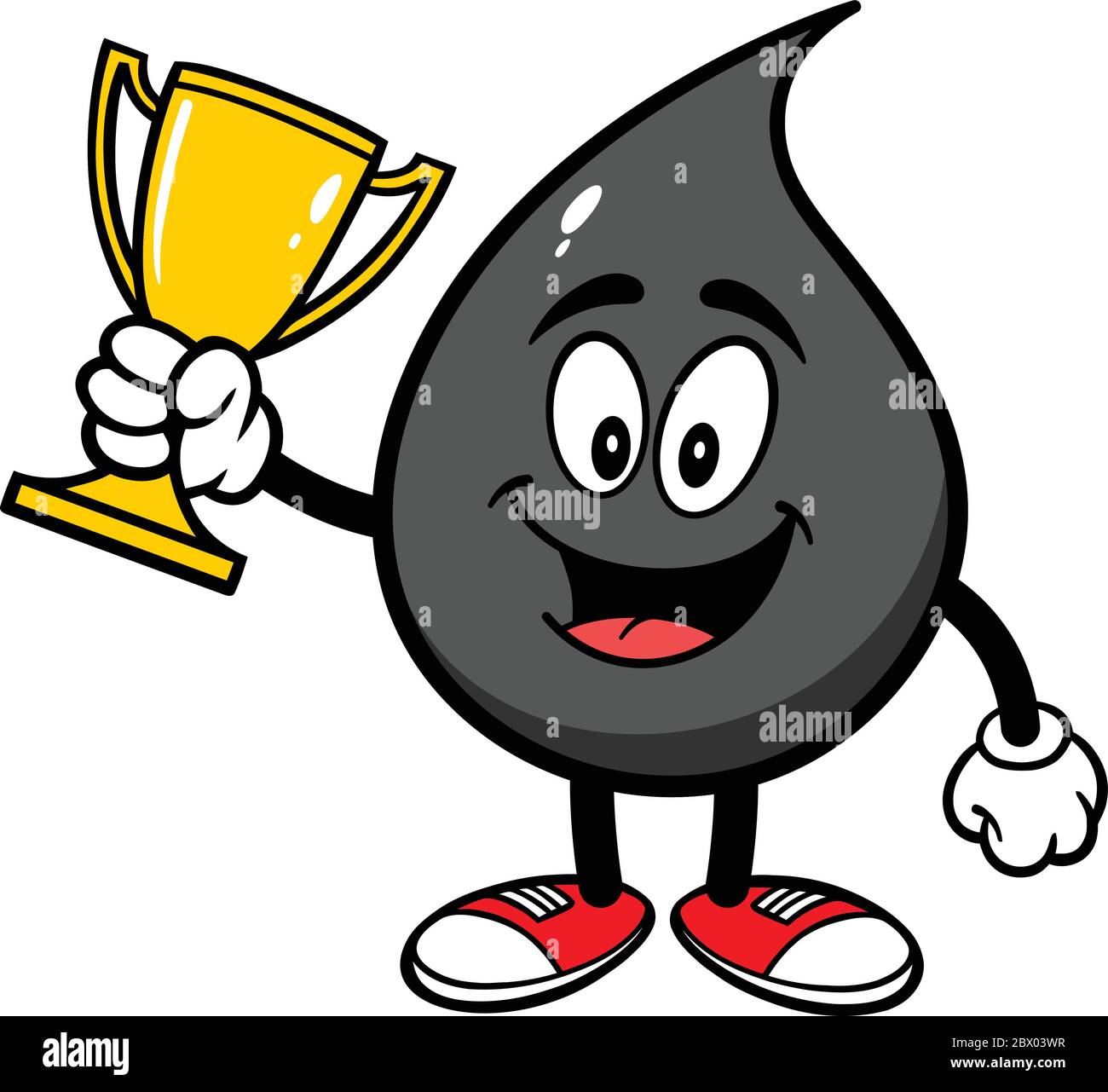 Oil Drop with Trophy- A Cartoon Illustration of an Oil Drop with a ...