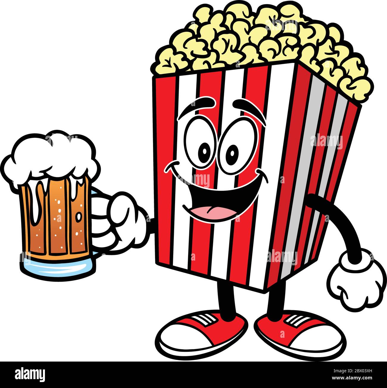 Popcorn with Beer- A Cartoon Illustration of Popcorn with a Beer Stock ...