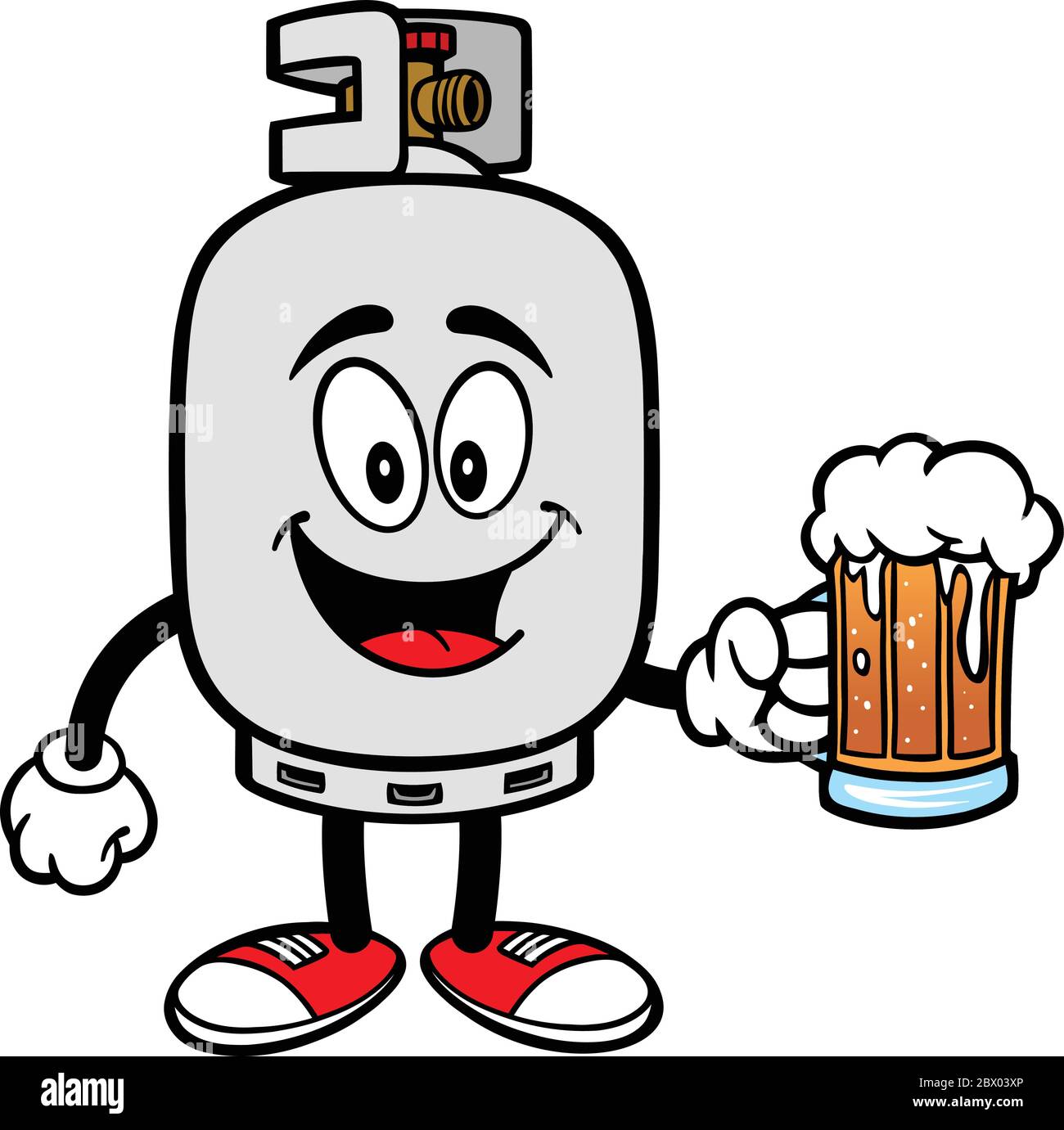 Propane Tank with Beer- A Cartoon Illustration of a Propane Tank with a ...