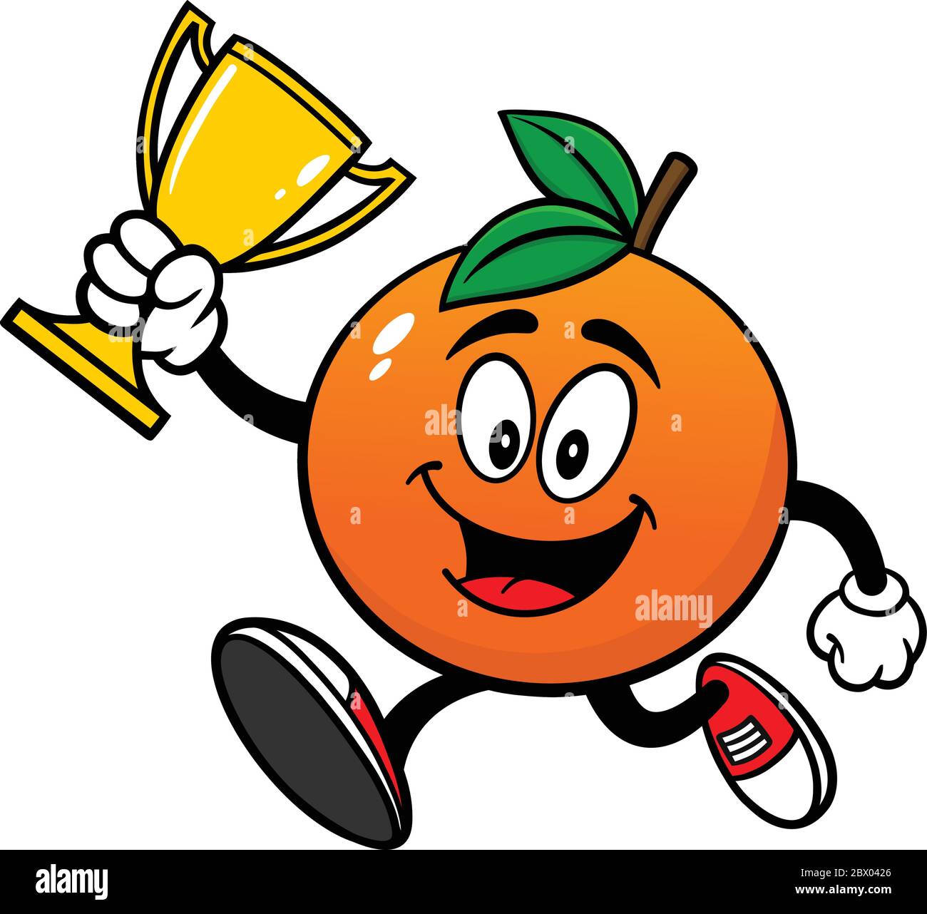 Orange Running with Trophy- A Cartoon Illustration of an Orange Running ...