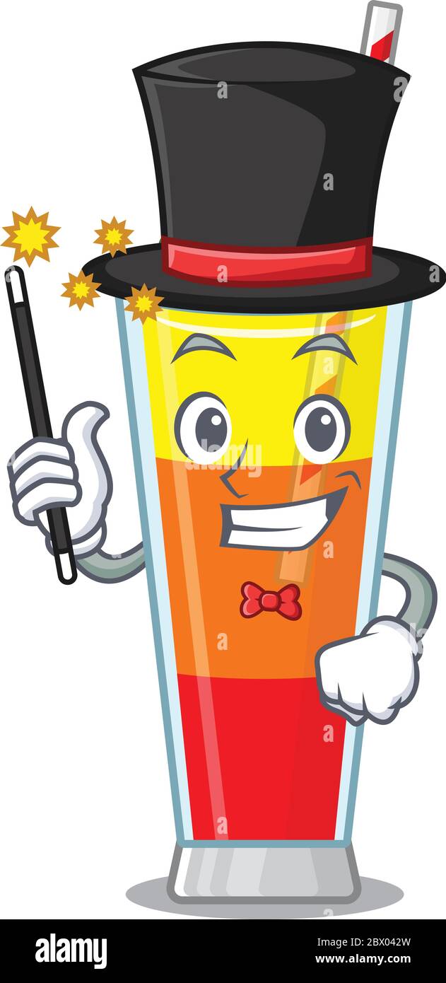 A gorgeous smart Magician of tequila sunrise cocktail cartoon design ...