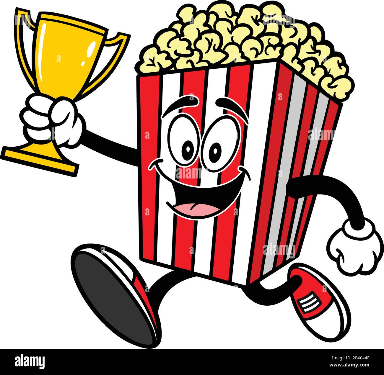 Popcorn Running with Trophy- A Cartoon Illustration of Popcorn Running ...